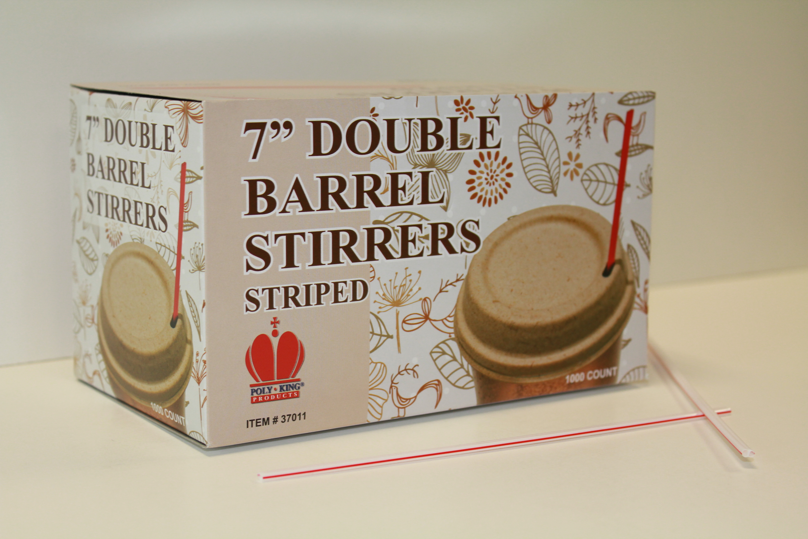 Goldmax Red Striped Unwrapped Double Barrel Stirrer, 7 inch -- 10000 ...