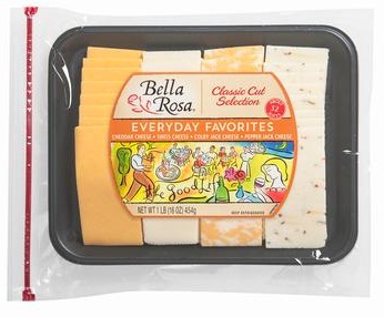 Bella Rosa Everyday Favorites Classic Cut Variety Cheese Tray, 1 Pound ...