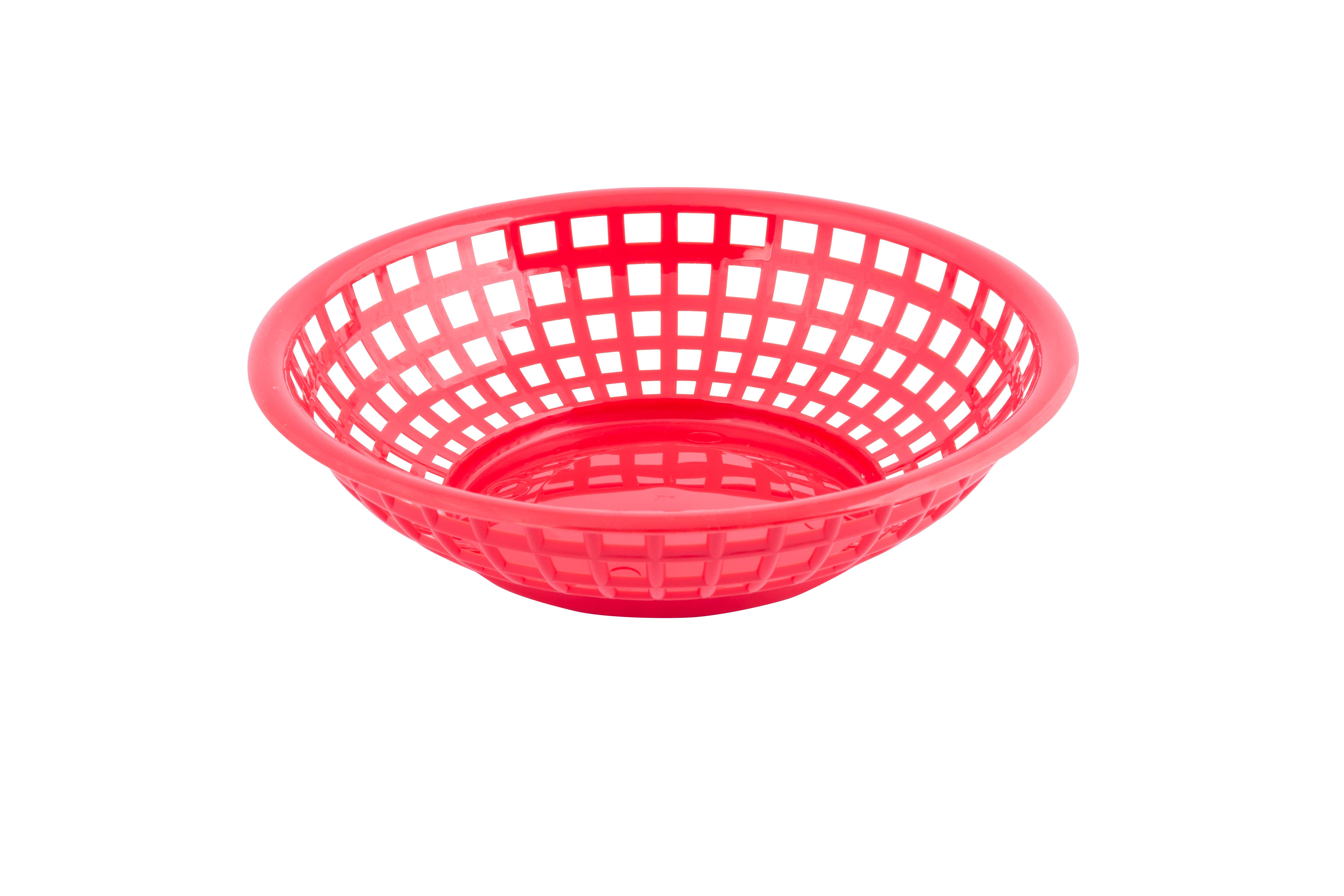 Tablecraft High Density Polyethylene Red Round Serving Basket, 8 x 8 x ...