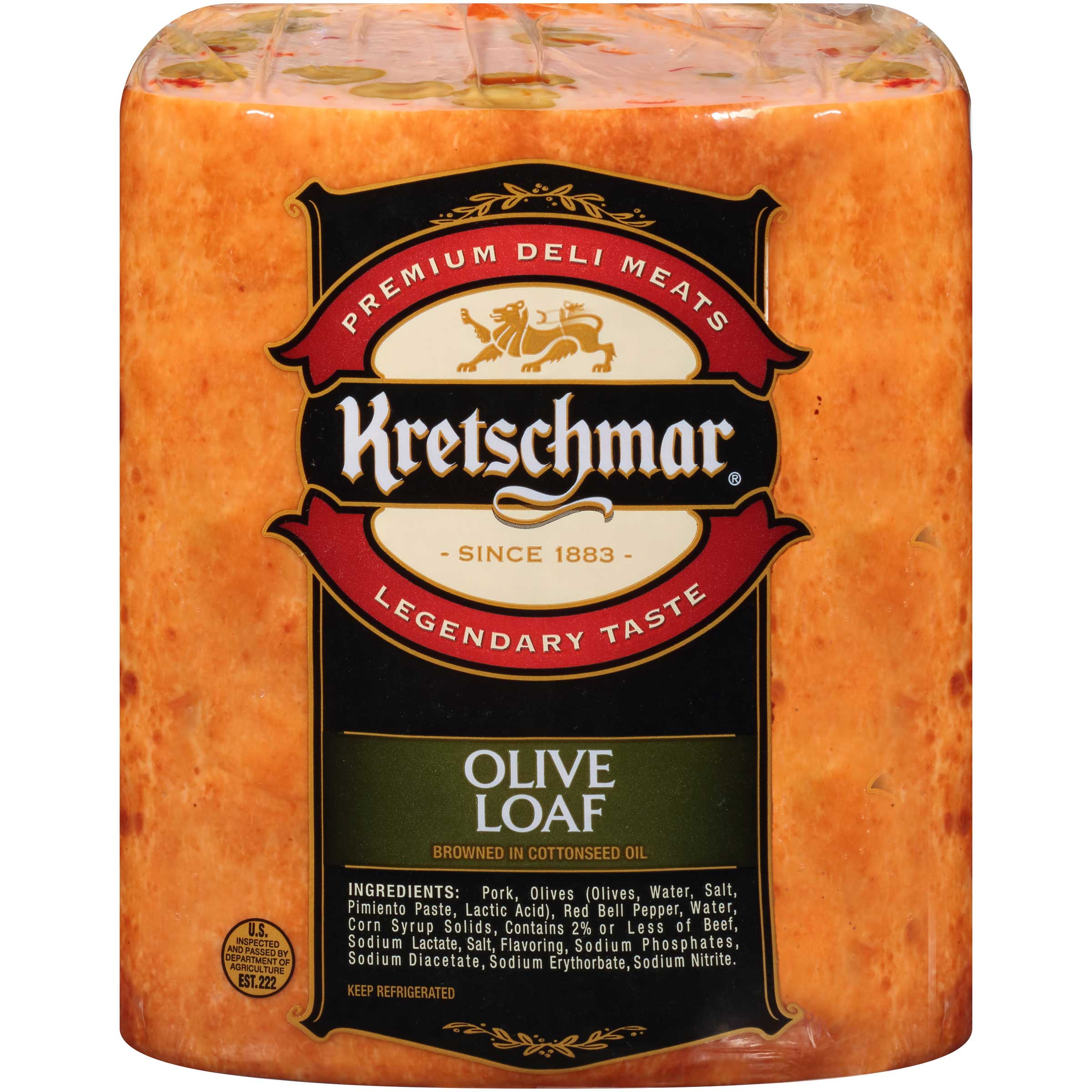 Kretschmar Olive Loaf Meat Bologna, 4 Pound -- 2 per case.