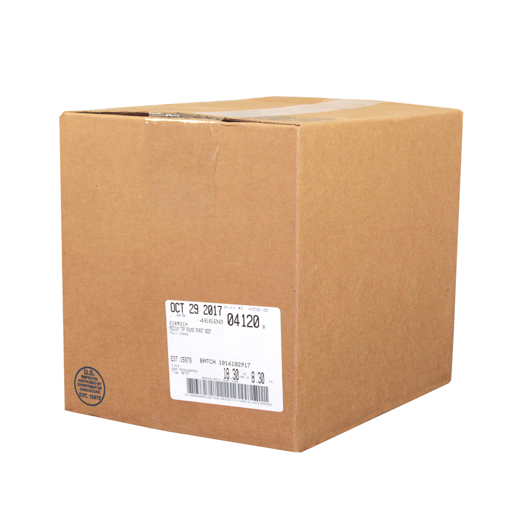 Eckrich Deli Top Round Roast Beef - Cap Off, 6 to 8 Pound -- 2 per case.