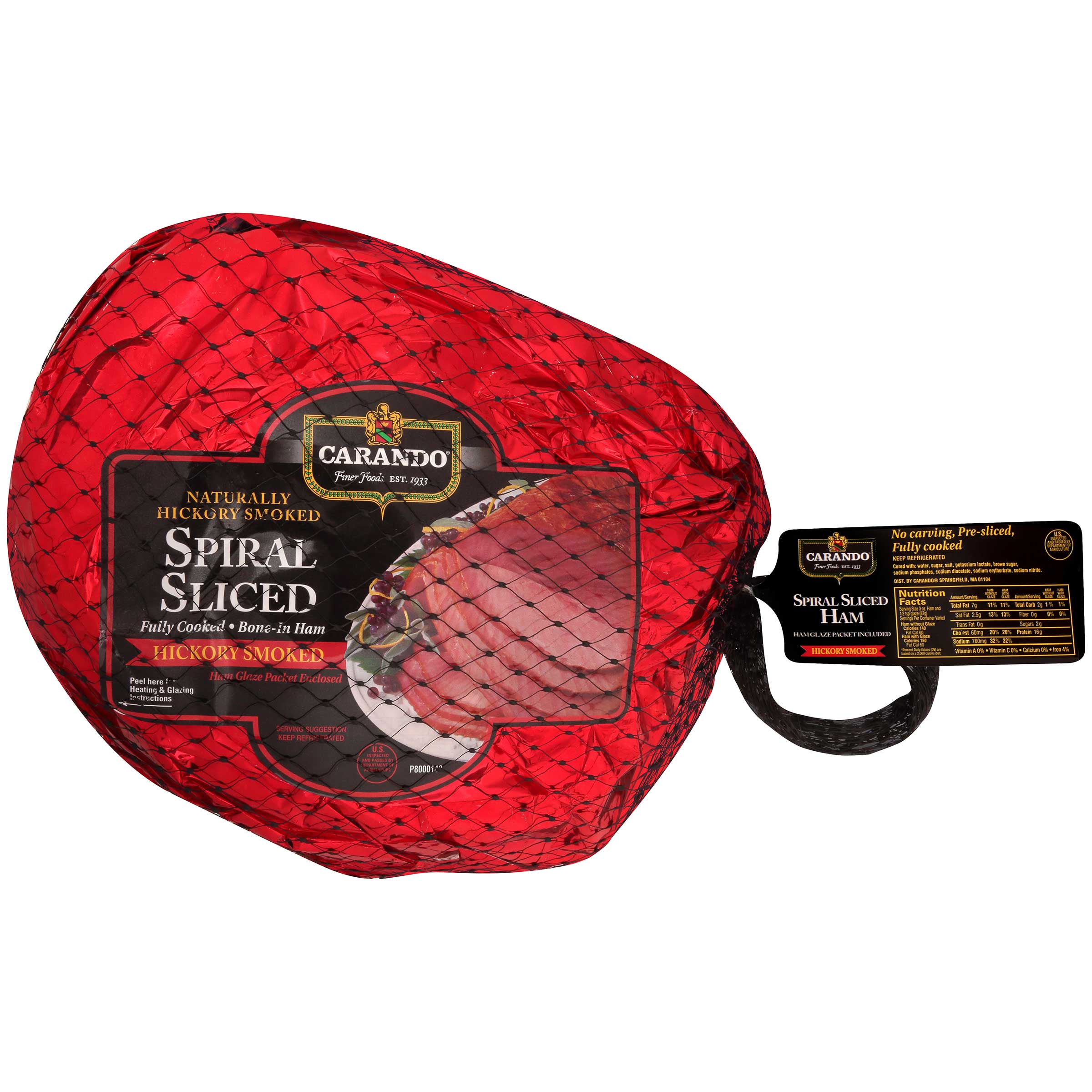 Carando Hickory Smoked Spiral Sliced Bone-in Ham Case | FoodServiceDirect