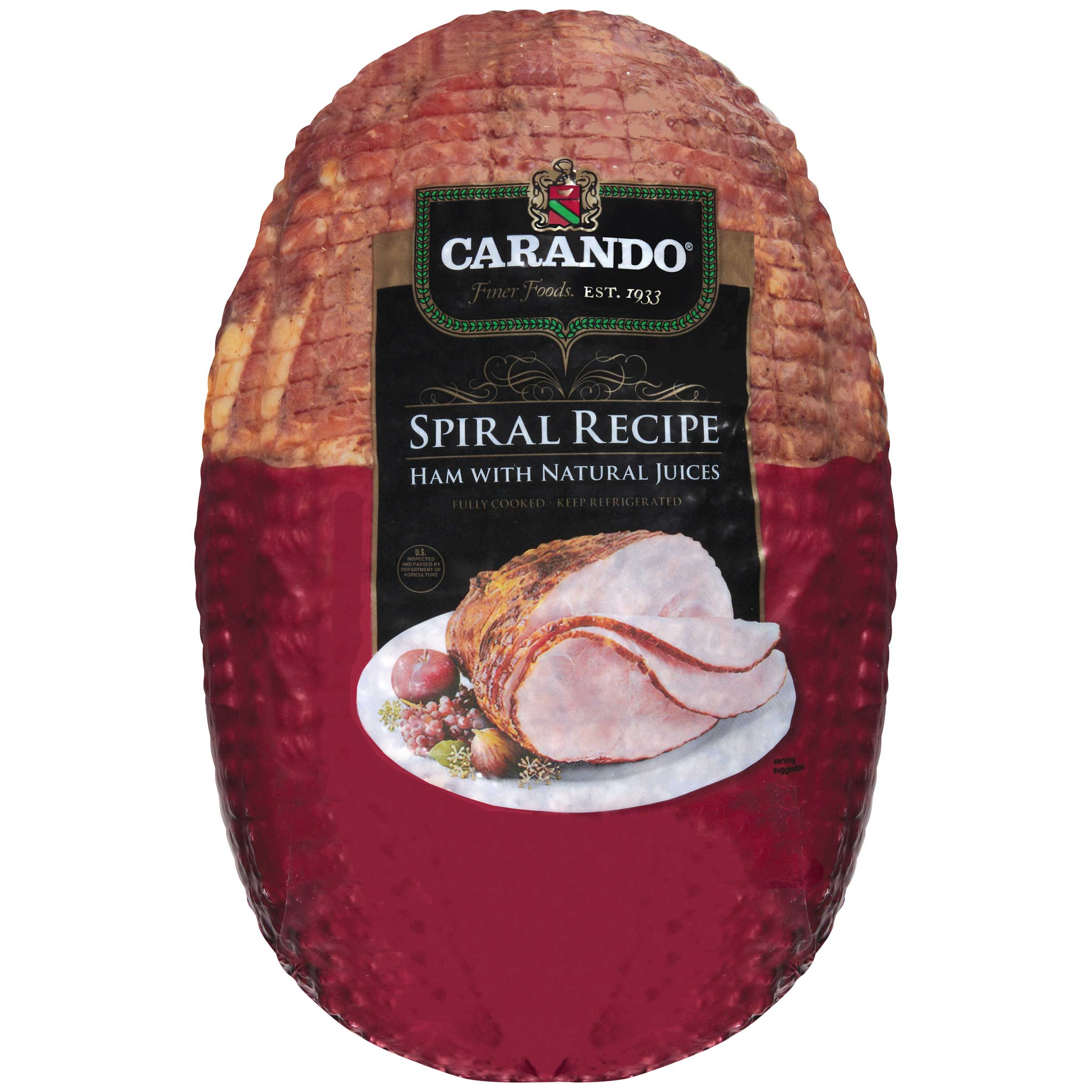Carando Spiral Recipe Raw Ham, 9 Pound -- 2 per case.