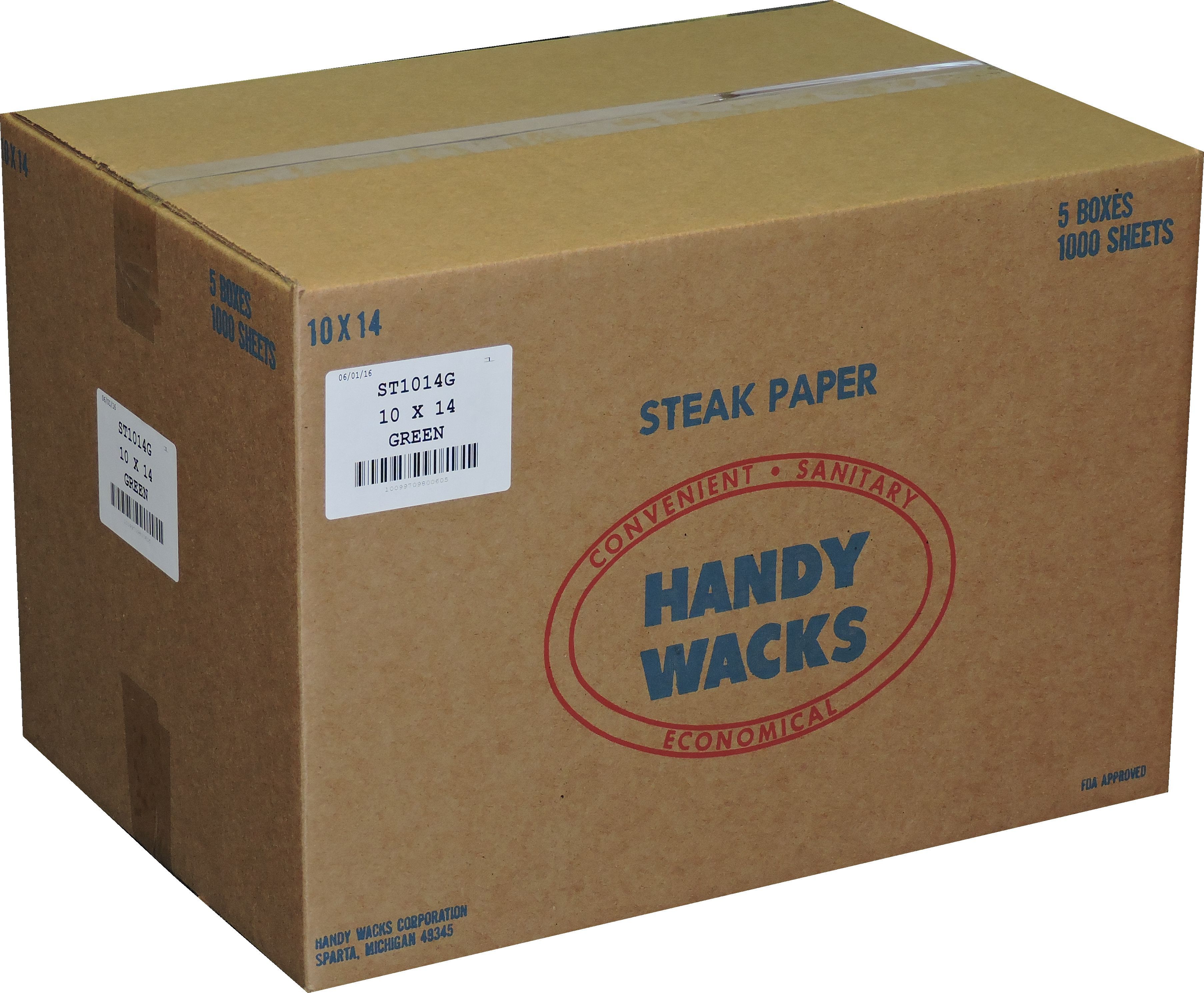 10X14 Green Steak Paper Sheets -- 5 case -- 1000 count
