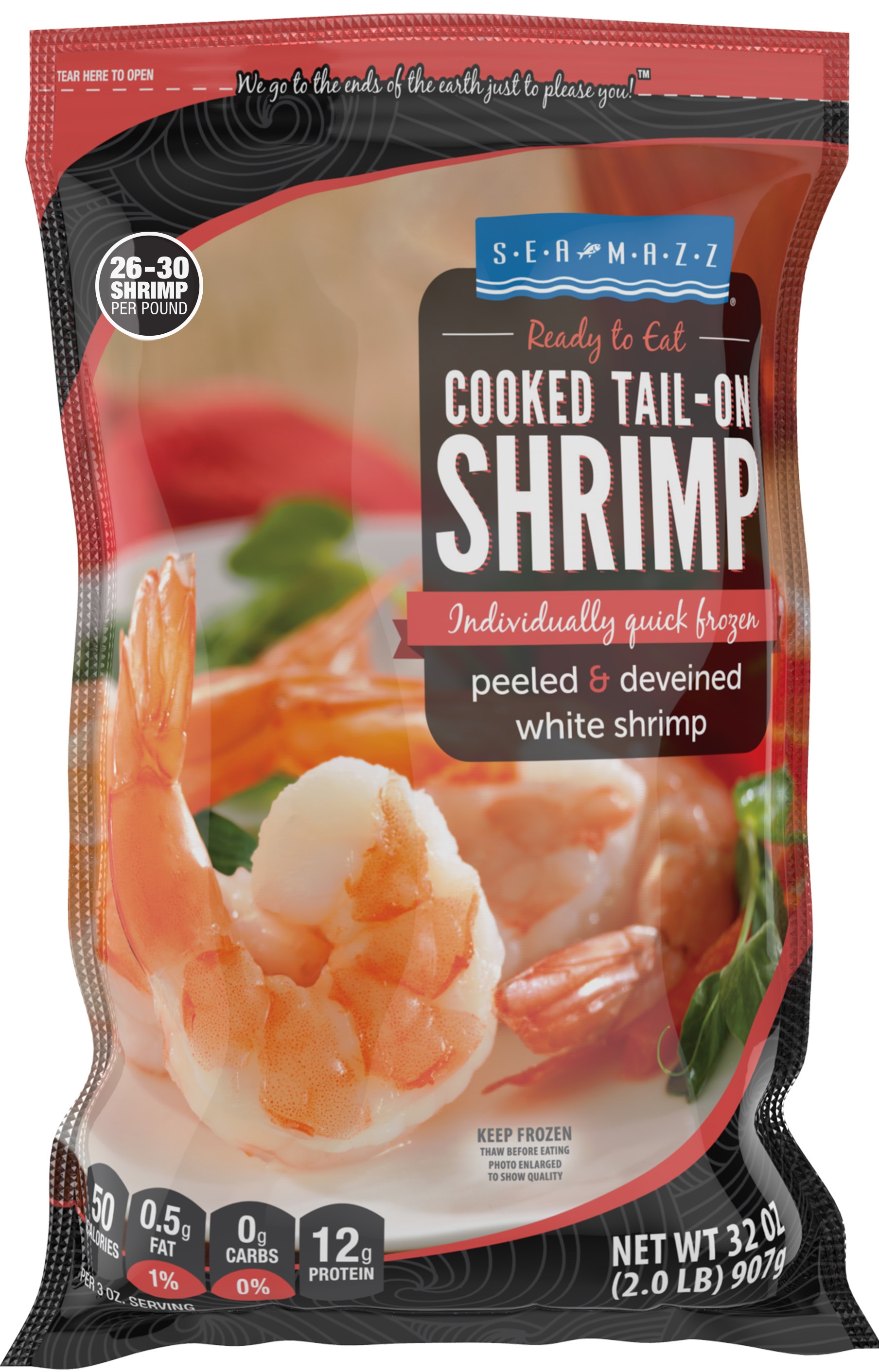 Seamazz 26/30 Peeled and Deveined Tail on Cooked White Shrimp, 2 Pound ...