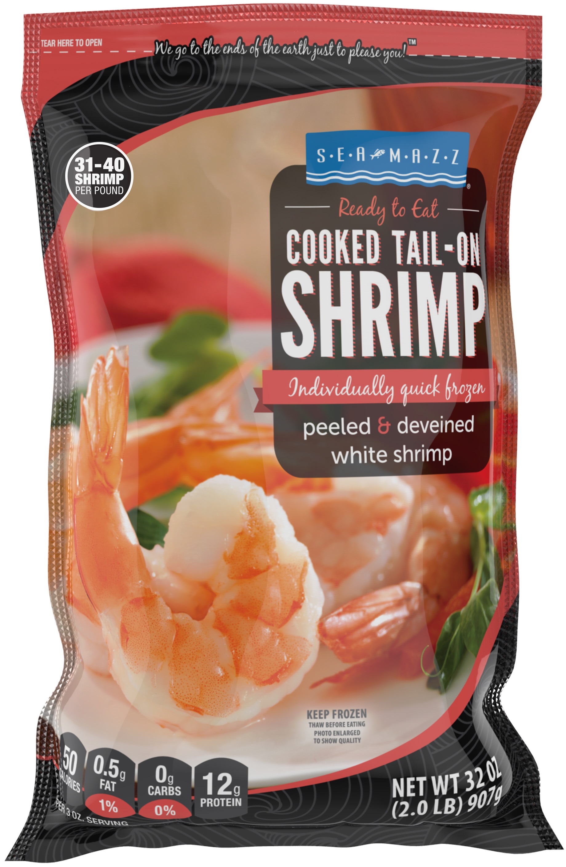 Seamazz 31 40 Peeled And Deveined Tail On Cooked White Shrimp 2 Pound