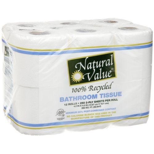 Natural Value 100 Percent Recycled Bathroom Tissue, 250 sheets per roll ...