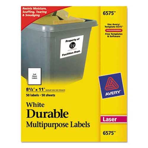 Avery Permanent ID Labels w/TrueBlock Technology, Laser, 8 1/2 x 11 ...