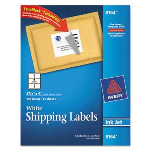 Avery Shipping Labels w/Ultrahold Ad & TrueBlock, Inkjet, 3 1/3 x 4 ...