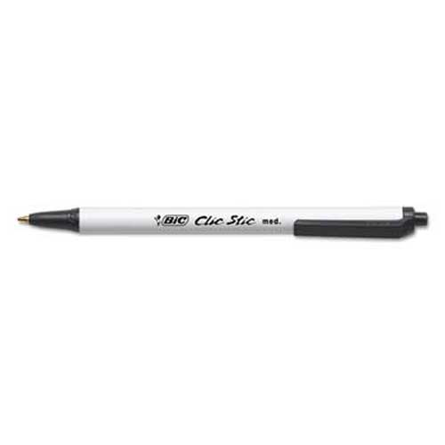 BIC Clic Stic Ballpoint Retractable Pen, Black Ink, 1mm, Medium, Dozen ...