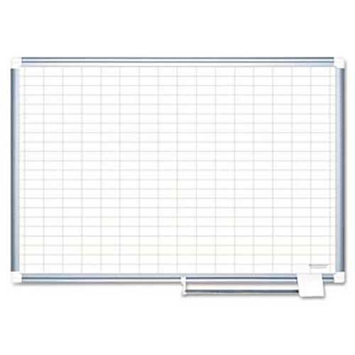 MasterVision Grid Planning Board, 1x2 inch Grid, 72x48, White/Silver