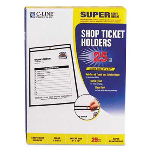 C-Line Shop Ticket Holders, Stitched, Both Sides Clear, 75 inch, 9 x 12 ...