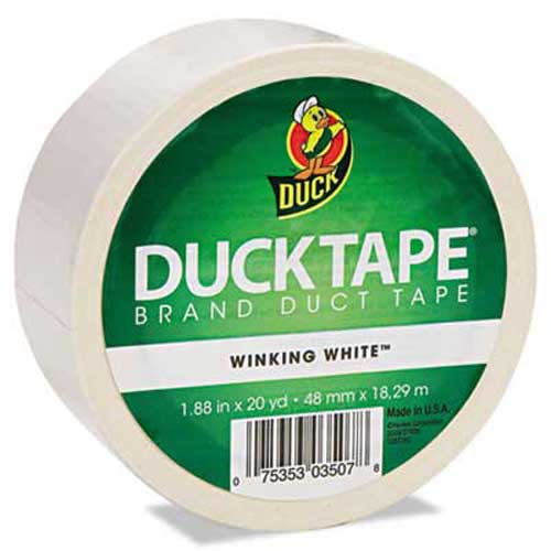 Duck Colored Duct Tape, 1.88 inch x 20yds, 3 inch Core, White