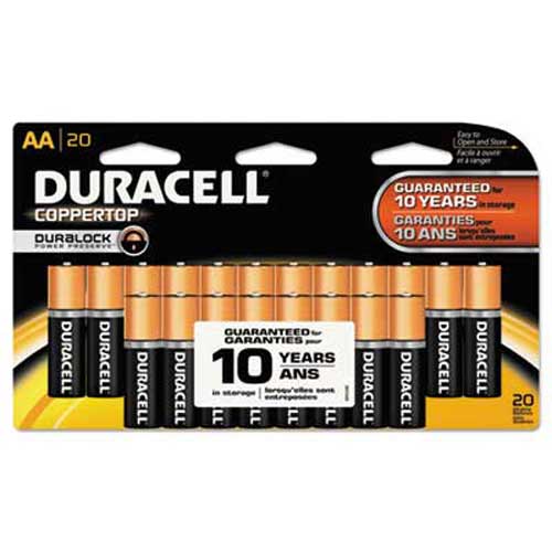 Duracell CopperTop Alkaline Batteries with Duralock Power Preserve Technology, AA, 20/Pk ...