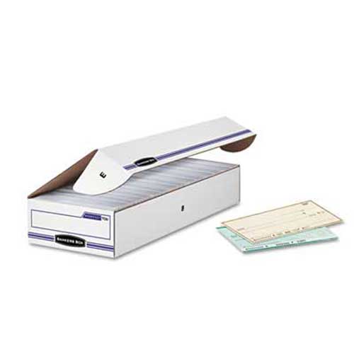 Bankers Box STOR/FILE Storage Box, Check, Flip-Top Lid, White/Blue, 12 ...