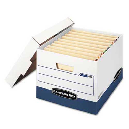 Bankers Box STOR/FILE Max Lock Storage Box, Letter/Legal, White/Blue ...