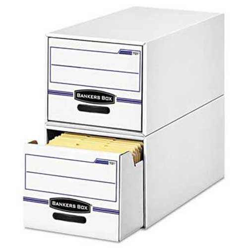 Bankers Box STOR/DRAWER File Drawer Storage Box, Legal, White/Blue, 6 ...