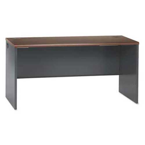 HON 38000 Series Desk Shell, 60w x 24d x 29-1/2h, Mahogany/Charcoal
