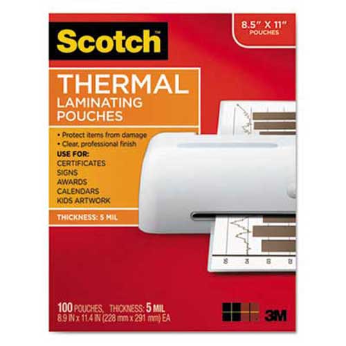 Scotch Letter Size Thermal Laminating Pouches, 5 mil, 11 1/2 x 9, 100/Pack