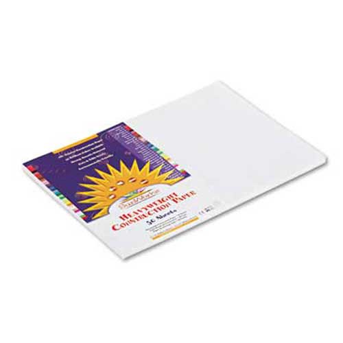 SunWorks Construction Paper, 58 lbs., 12 x 18, White, 50 Sheets/Pack