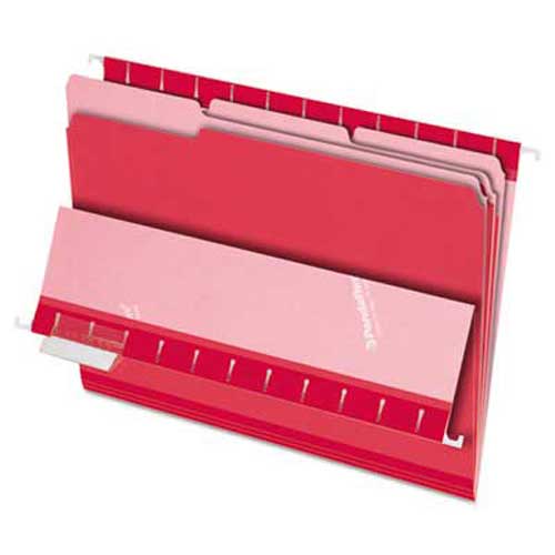 Pendaflex Interior File Folders, 1/3 Cut Top Tab, Letter, Red, 100/Box ...