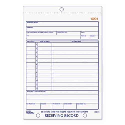 Rediform Receiving Record Book, 5 1/2 x 7 7/8, Three-Part Carbonless ...