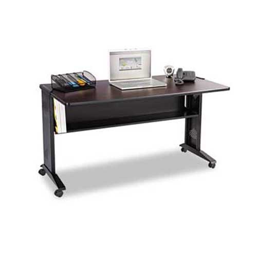 Safco Mobile Computer Desk W/Reversible Top, 53.5 x 28 x 30, Mahogany ...