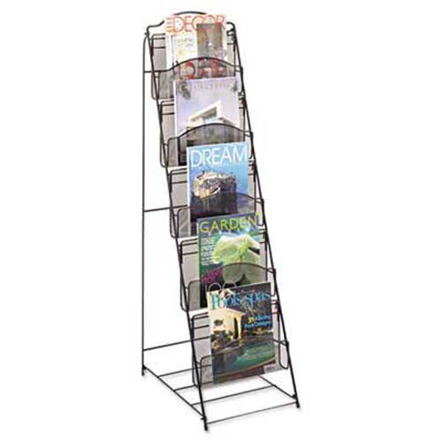 Safco Onyx Magazine Floor Rack, 12-1/2w x 18-1/2d x 46h, Black