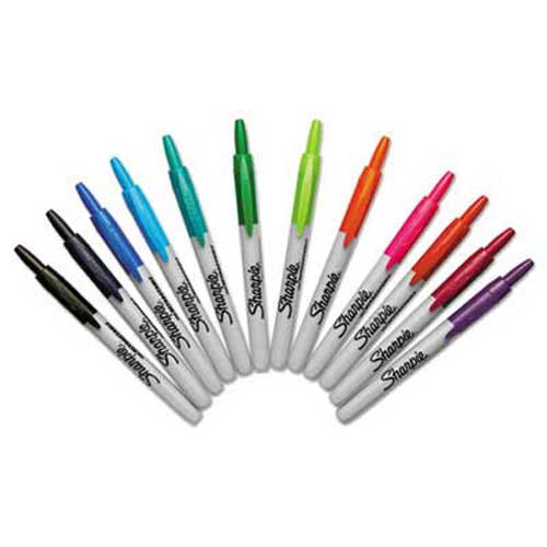 Sharpie Retractable Permanent Markers, Fine Point, Asstd., 12/Set
