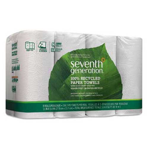 Seventh Generation 100% Recycled Paper Towel Rolls, 2-Ply, 11 x 5.4 ...