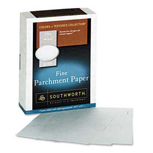 Southworth Parchment Specialty Paper, Gray, 24 lbs., 8-1/2 x 11, 500/Box