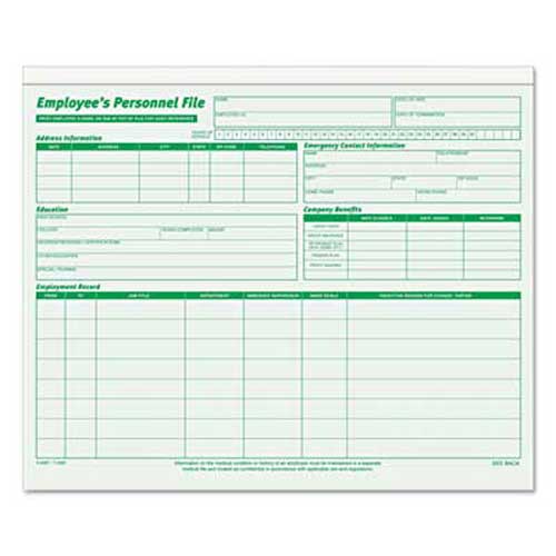 TOPS Employee Record File Folders, Straight Cut, Letter, 2-Sided, Green ...