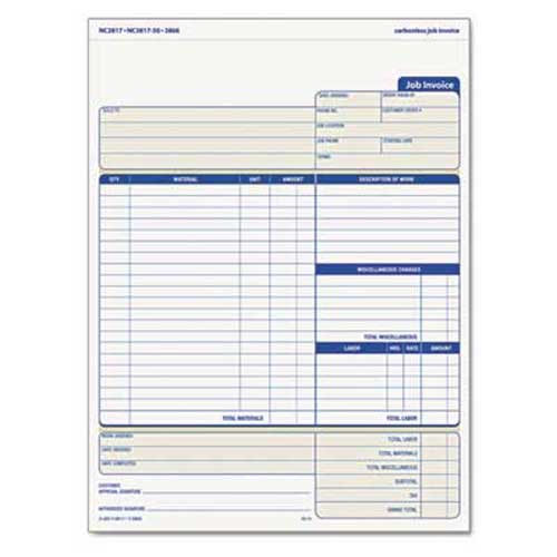 TOPS Snap-Off Job Invoice Form, 8 1/2 x 11 5/8, Three-Part Carbonless ...
