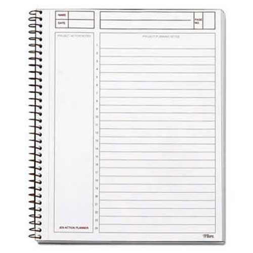 TOPS JEN Action Planner, Ruled, 6-3/4 x 8-1/2, White, 100 Sheets