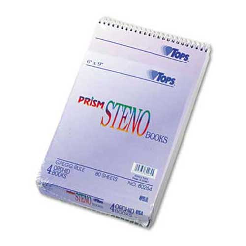 TOPS Prism Steno Books, Gregg, 6 x 9, Orchid, 80 Sheets, 4 Pads/Pack