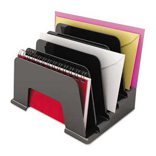 Universal Incline Sorter, Five Sections, Plastic, 8 x 5 1/2 x 6, Black ...