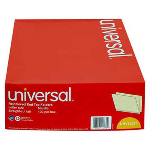 Universal Manila Reinforced Shelf Folder, Letter, 100/Box