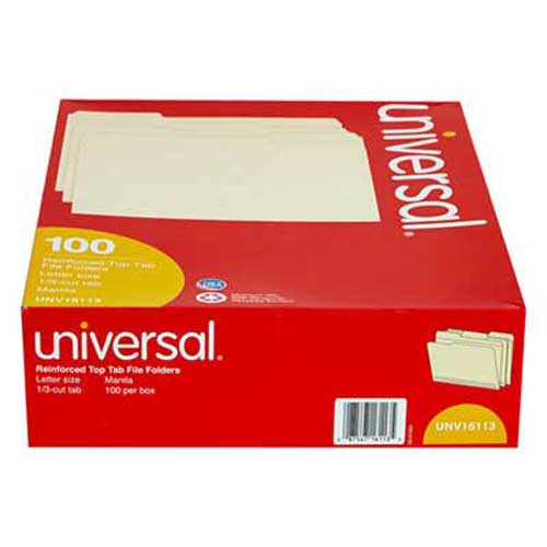 Universal File Folders, 1/3 Cut Assorted, Two-Ply Top Tab, Letter ...
