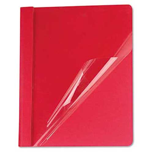 Universal Clear Front Report Cover, Tang Fasteners, Letter Size, Red ...
