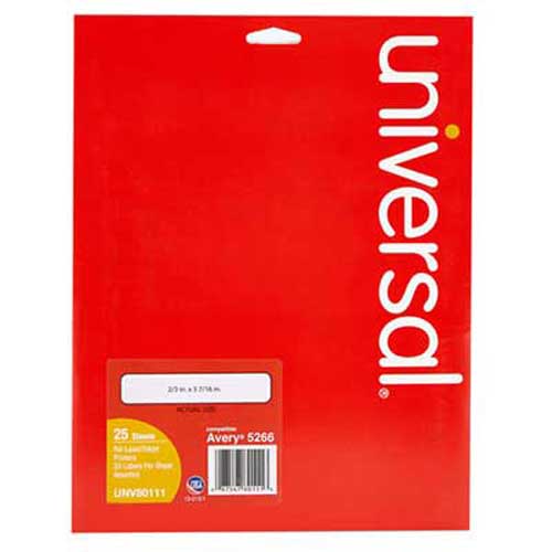 Universal Laser Printer File Folder Labels, 3-7/16 inch x 2/3 inch ...