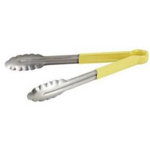 Winco Stainless Steel Heavy Duty Utility Tong with Yellow Plastic ...