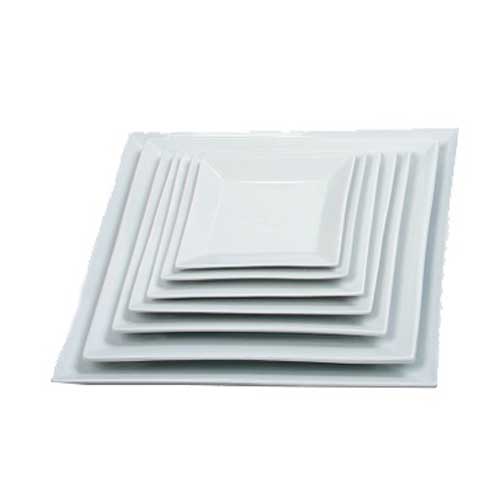 Yanco Main Land Porcelain Super White Square Plate, 12 inch Length x 12 ...