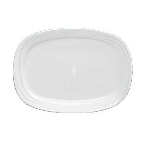 Yanco Miami Porcelain Bone White Rectangular Embossed Platter, 14 inch ...