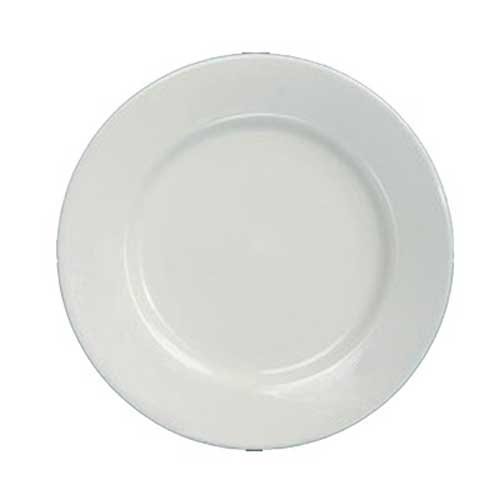 Yanco Recovery Ceramic American White Round Wide Rim Rolled Edge Plate ...