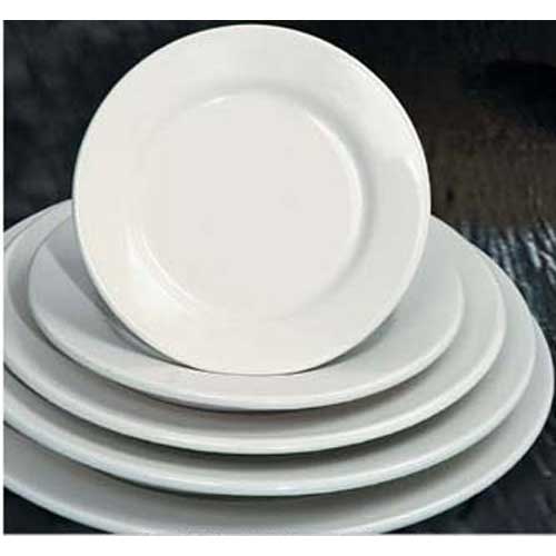 Yanco Recovery Ceramic American White Round Wide Rim Rolled Edge Plate ...