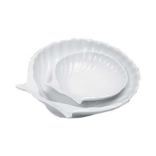 Yanco Accessories Porcelain White Shell Shape Dish, 9 1/2 x 9 1/2 inch ...