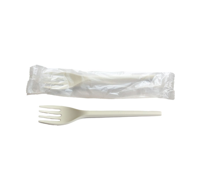 Kitch 24/7 Compostable Individual Wrap White Forks -- 1000 per case