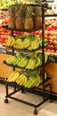 Mobile Merchandisers Black 4 Shelf Produce Display with Liners ...