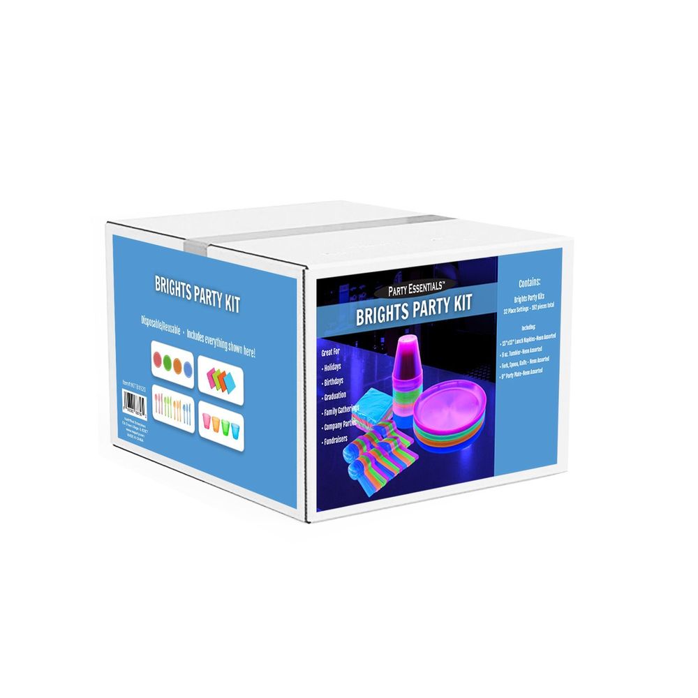 Northwest Enterprises Party Essentials 192 Piece Brights Party Kit