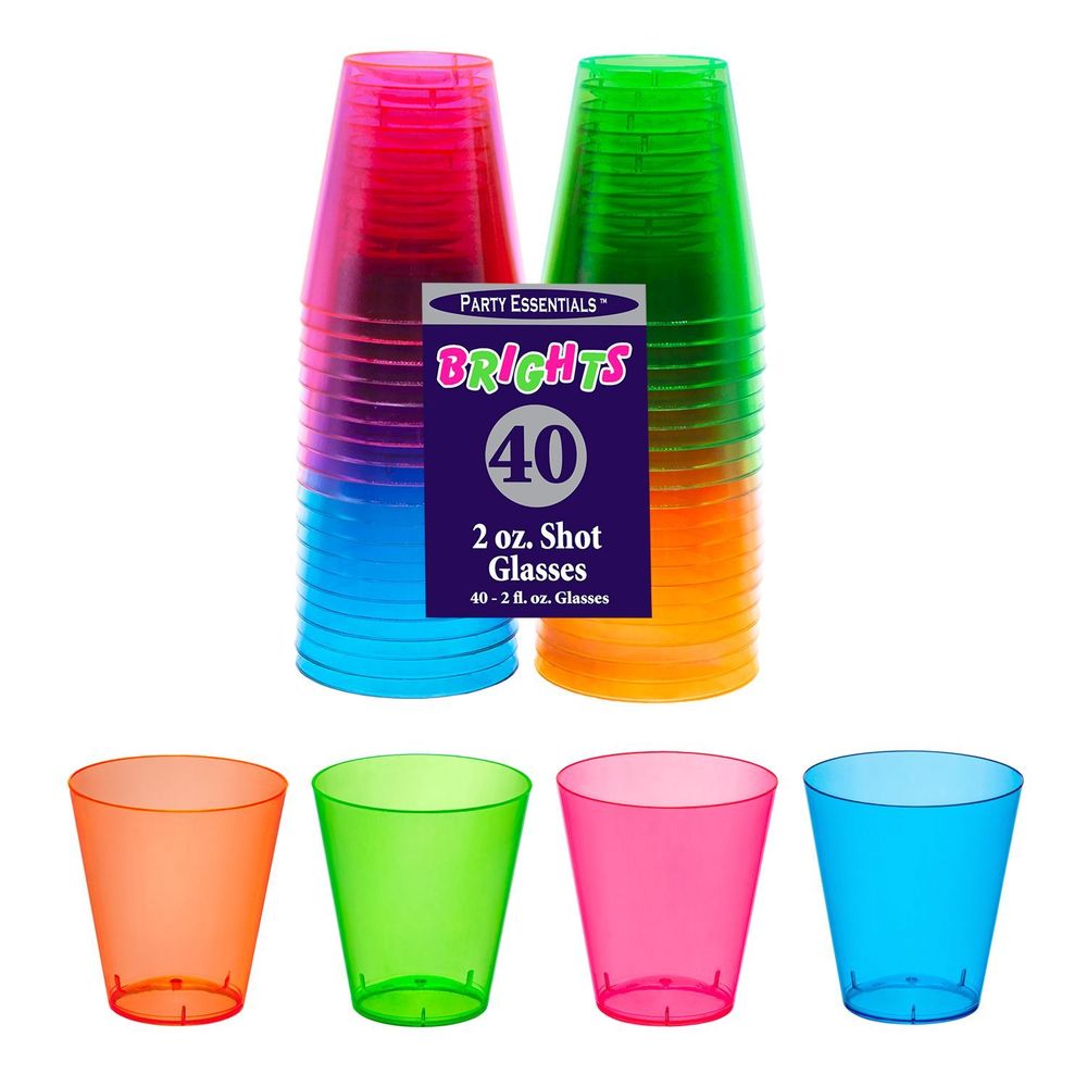 Northwest Enterprises Party Essentials Assorted Neon Shot Glass, 2 ...